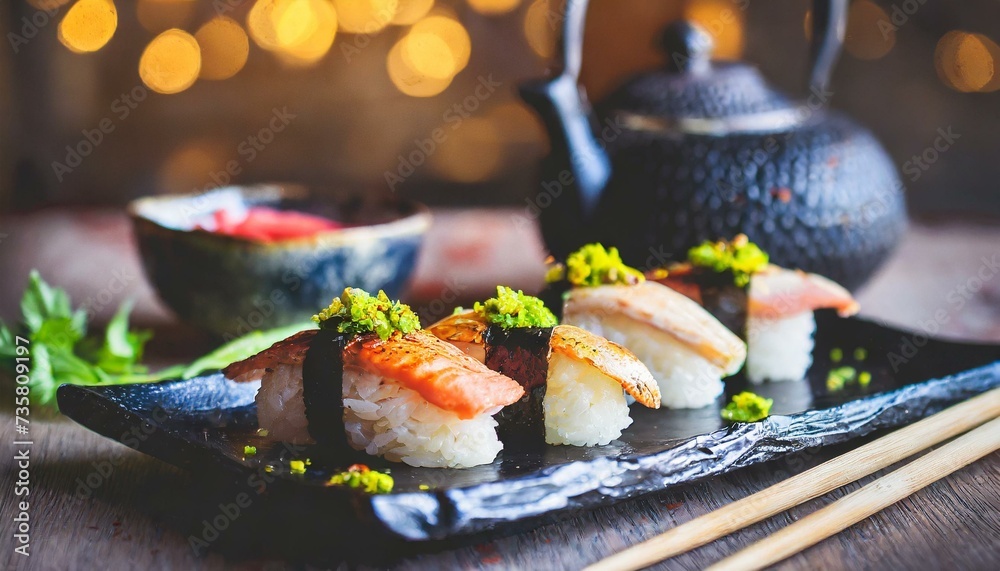 Assorted Sushi presented in a Tasteful Way - Diverse different types of ...