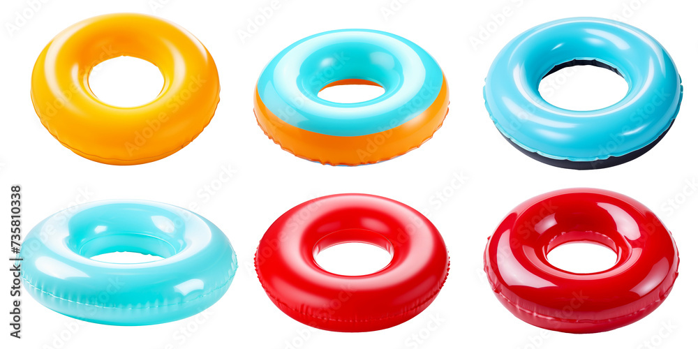 Set of Colorful swim inflatable ring or rubber ring isolated on ...