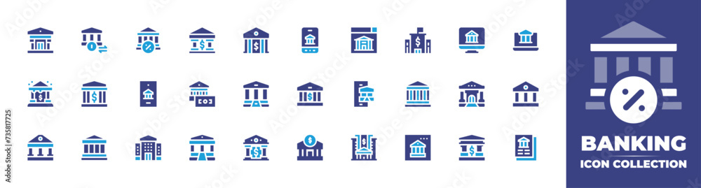 Banking icon collection. Duotone color. Vector and transparent ...