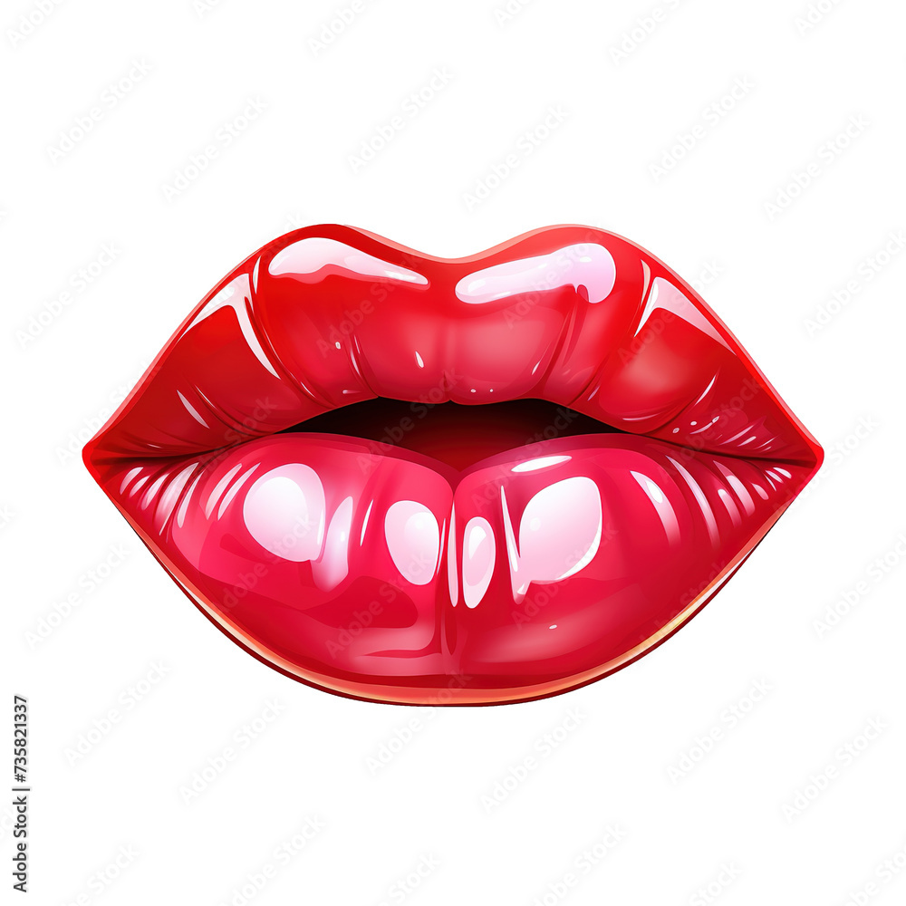3d Render cartoon lips on transparent png background Stock Illustration ...