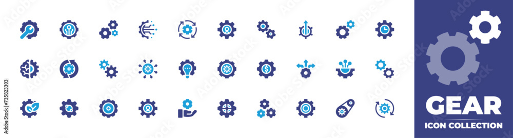 Gear icon collection. Duotone color. Vector and transparent ...