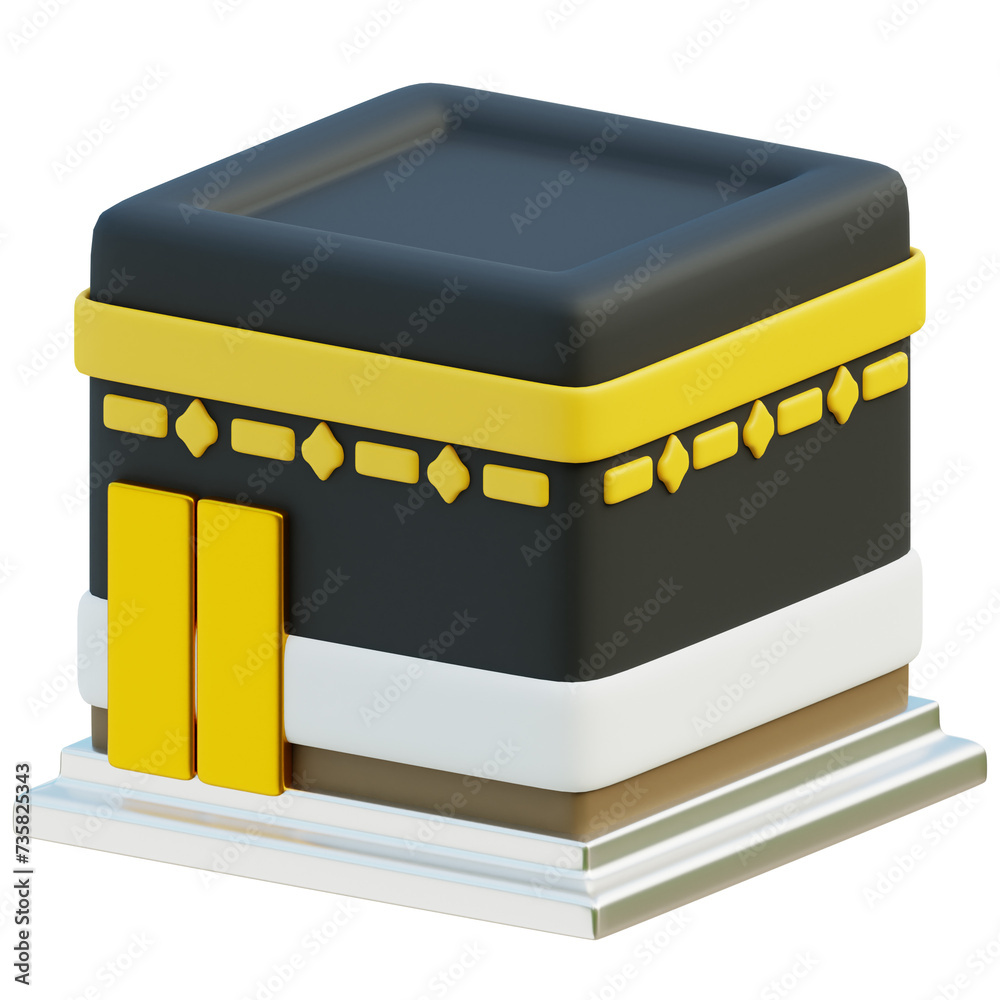 3D Model of Kaaba, Holy Islamic Shrine in Mecca Stock Illustration ...