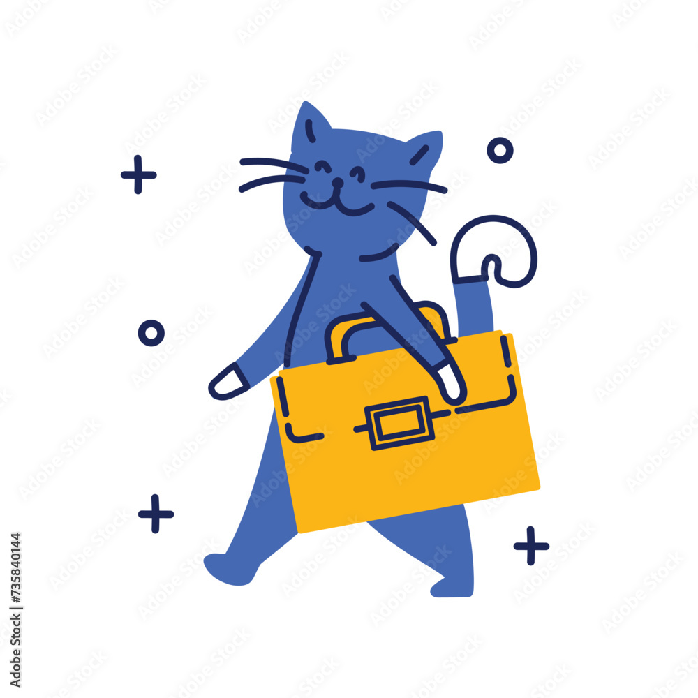 Online banking concept with cute cat. Flat vector illustration template ...