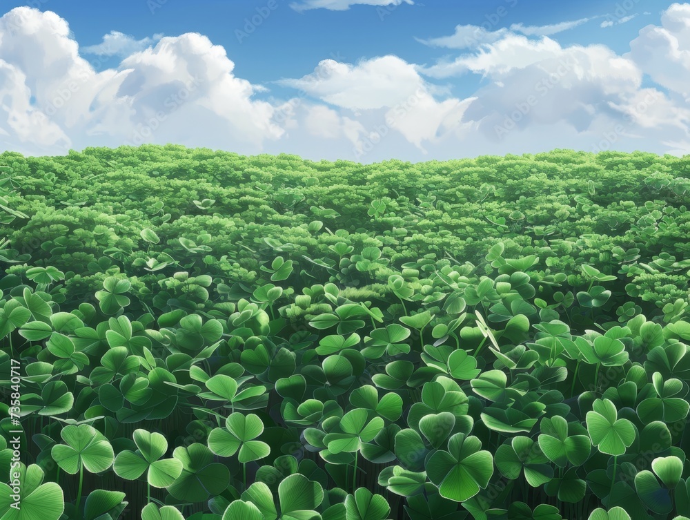 Shamrock Field - A lush field of green clover under a bright sunny sky ...