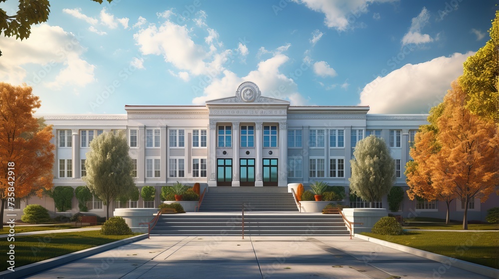 Classic American School Building Exterior: Iconic Architecture in the ...