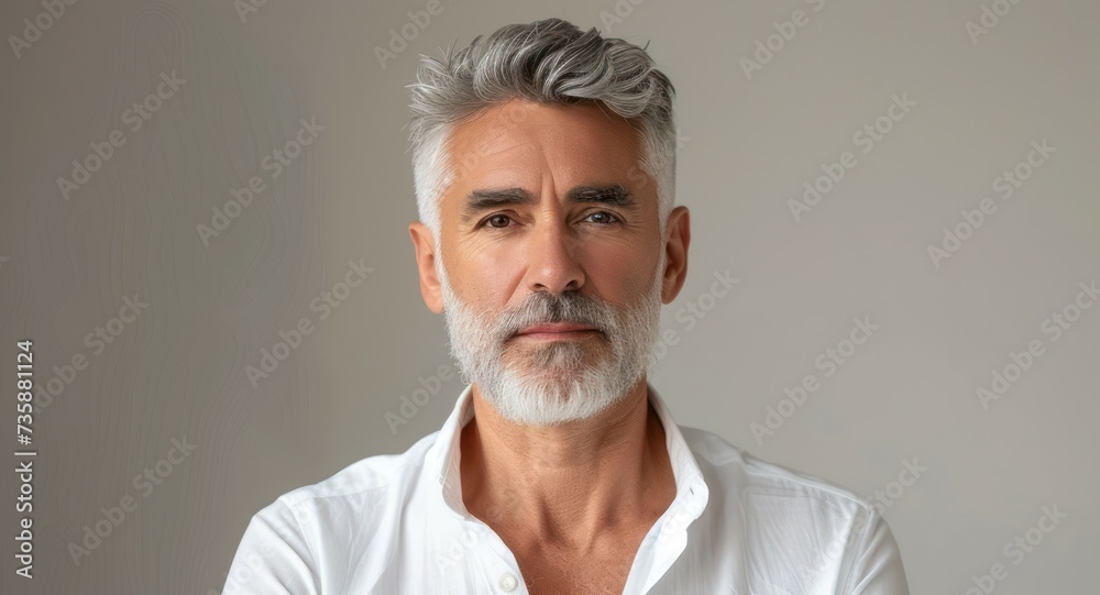 This dignified man's portrait, with his striking silver hair and ...