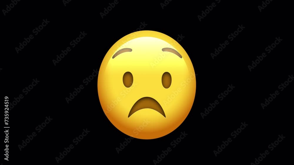 Worried Face Emoji Animated on a Transparent Background. 4K Loop ...
