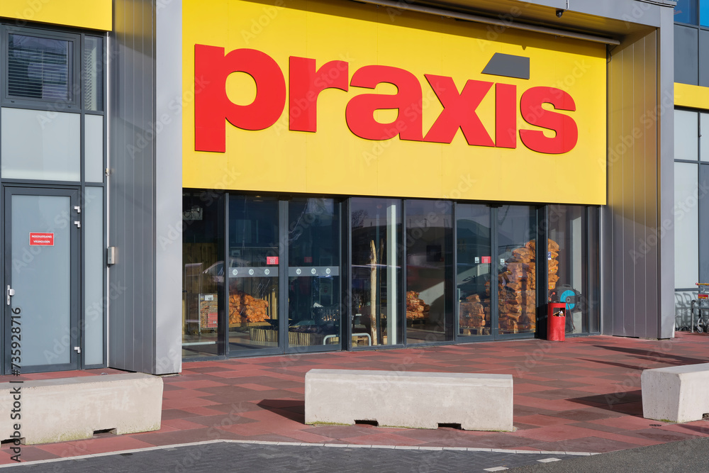 Praxis logo on a store in The Netherlands. Praxis is one of the largest ...