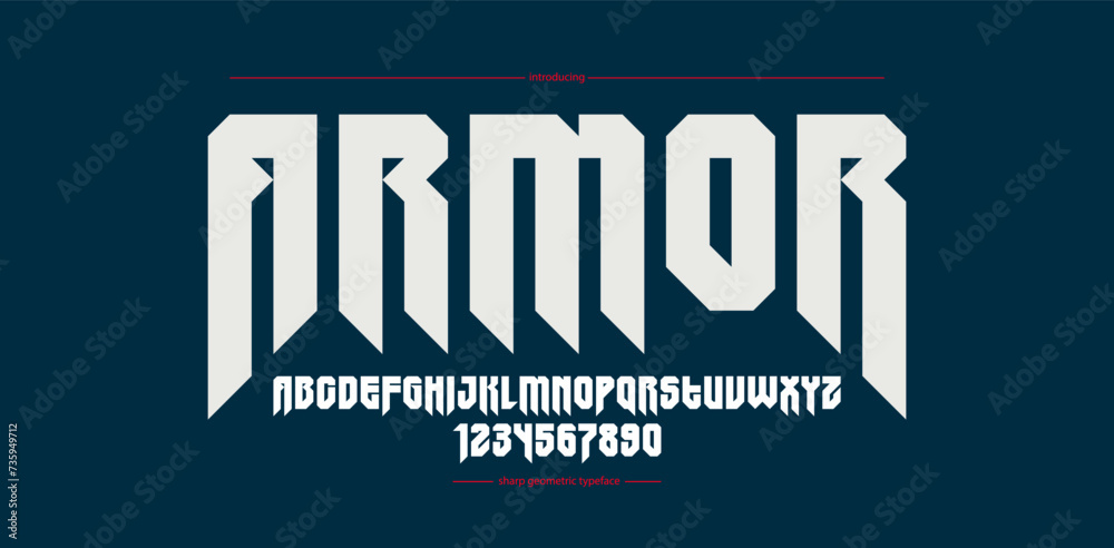 Sharp and bold vector display font for logo, gothic or heavy metal ...