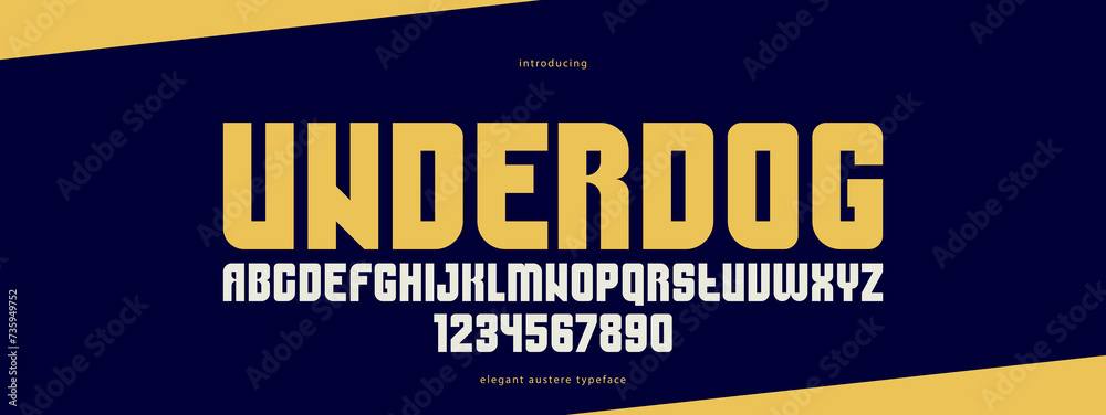 Vetor de Geometric bold sans serif typeface, vector thick and massive ...