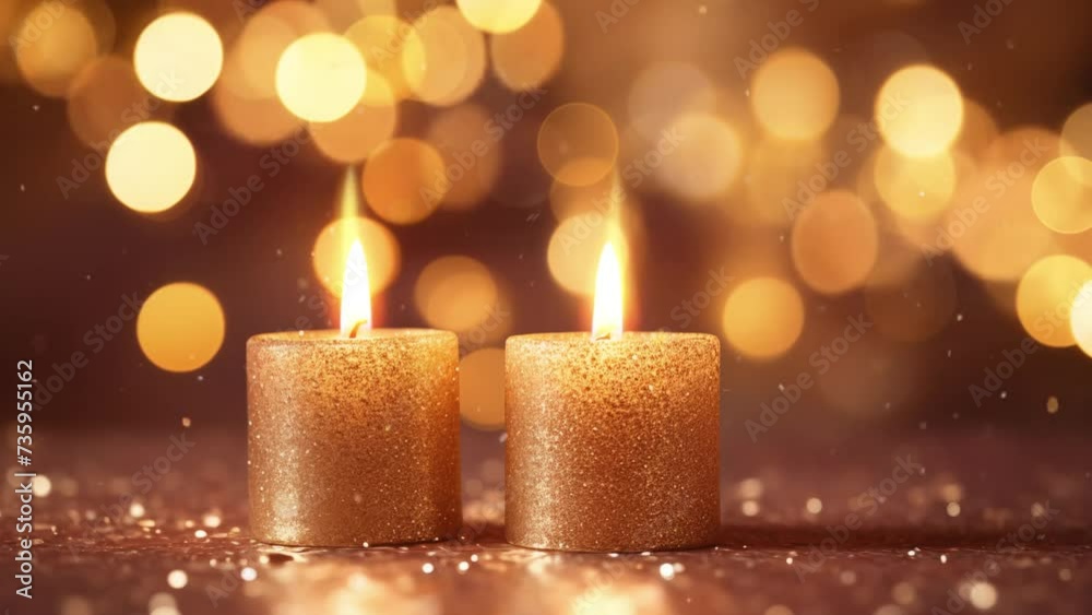 celebration decorations with glowing lights from candles. burning ...