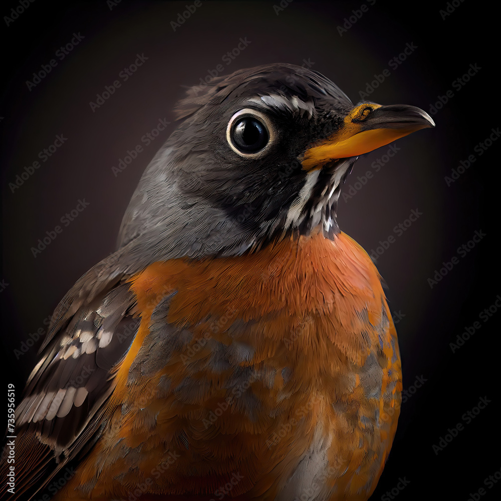 American Robin Close-Up Portrait with Vivid Detail Stock Photo | Adobe ...