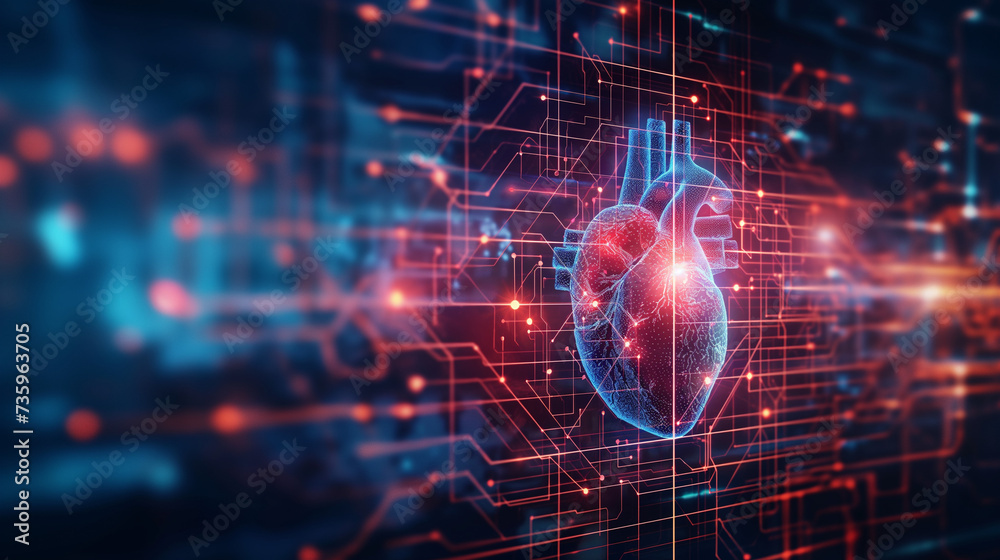 Heartbeat line transforming into a digital AI code, AI role in real ...