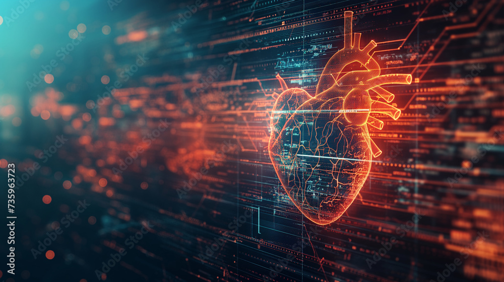 Heartbeat line transforming into a digital AI code, AI role in real ...