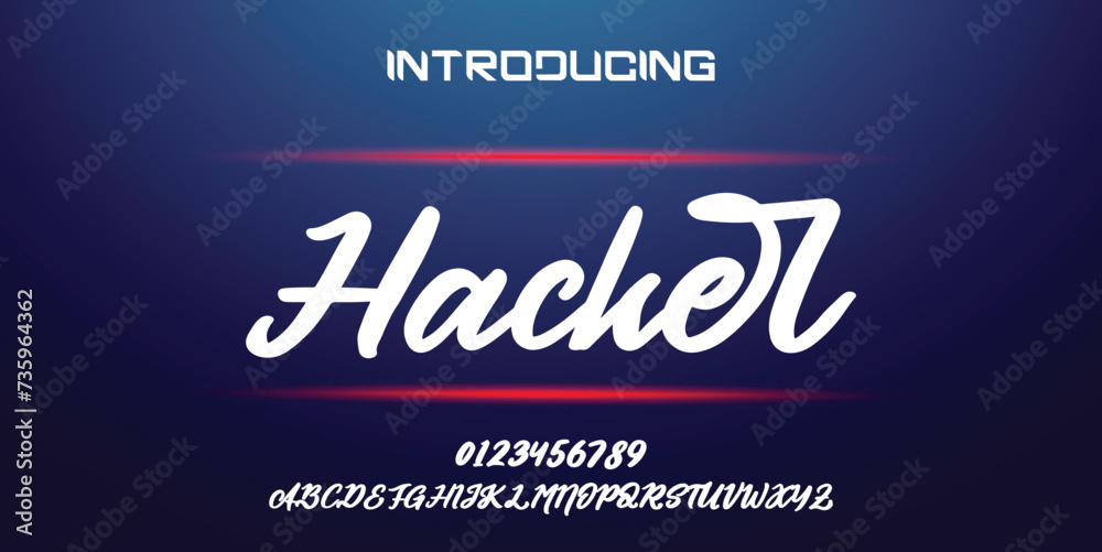 Vetor de Simple bold brush script font, with Uppercase and Lowercase ...