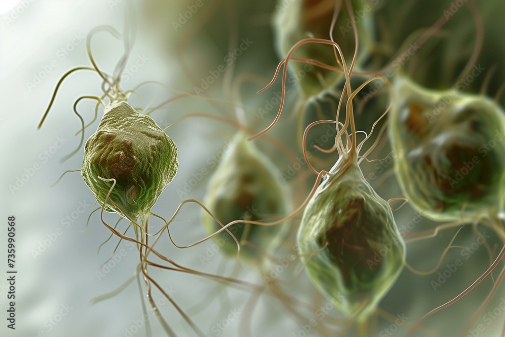 microscopic macro view of giardia parasites in human gut Stock Photo ...