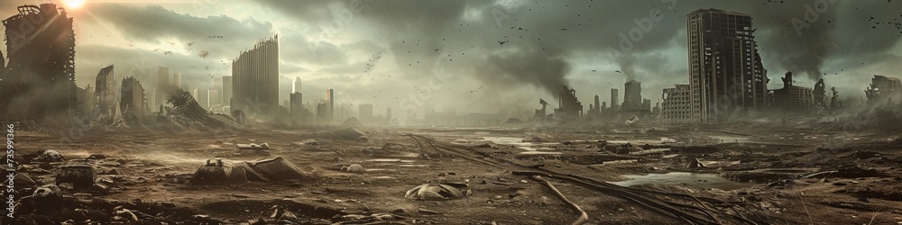 A post-apocalyptic landscape, where once-bustling metropolises are now ...