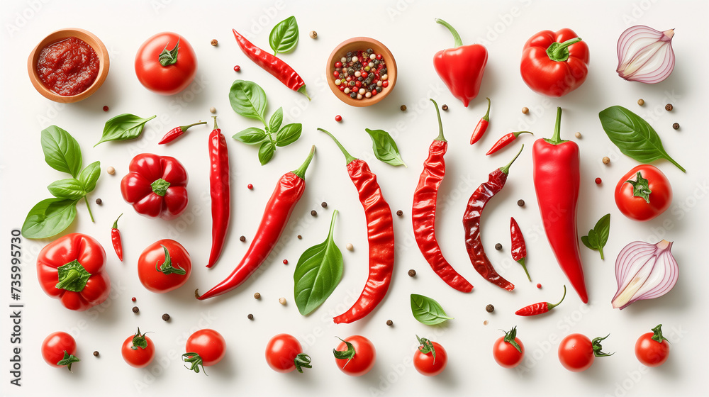 Red hot chili pepper. Fresh organic chili pepper with leaves isolated ...