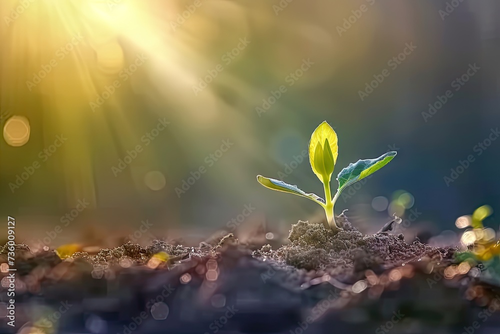 Nurturing embrace of earth young sapling symbolizes miraculous journey ...