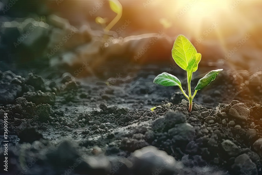Nurturing embrace of earth young sapling symbolizes miraculous journey ...