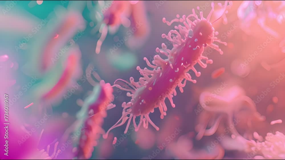 Bacterias abstract 3d graphics. Abstract organic cells, Escherichia ...