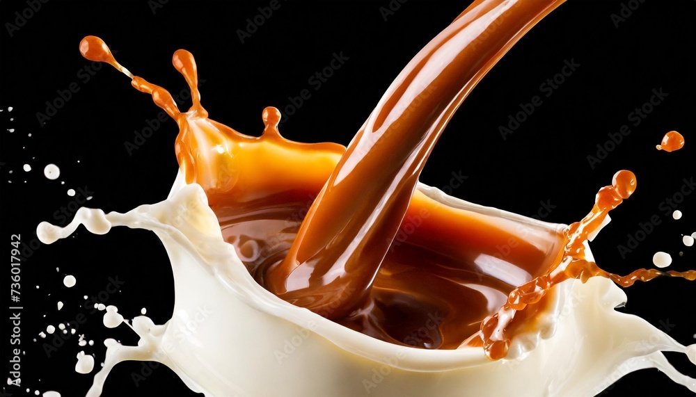 caramel splash milk sauce chocolate liquid background cream explosion ...