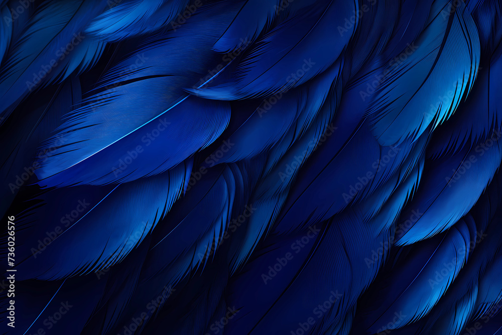 Delicate abstract background. Dark blue feathers, photo, ultramarine ...