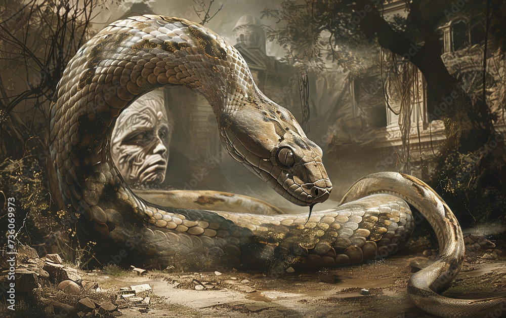 Photo fantasia de cobra gigante com cabeça humana, Alexandre | Posters ...