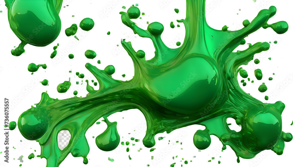 3d realistic splash drop swirl green color for food or object in ...