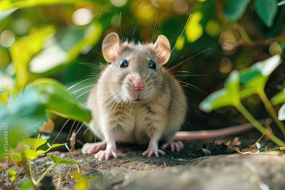 Captured in stunning close up showcases small curious house mouse ...