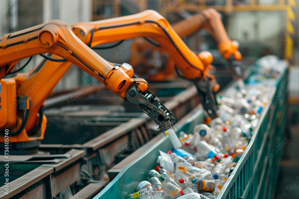 Recycling robotics in action for sustainable waste sorting Stock Photo ...