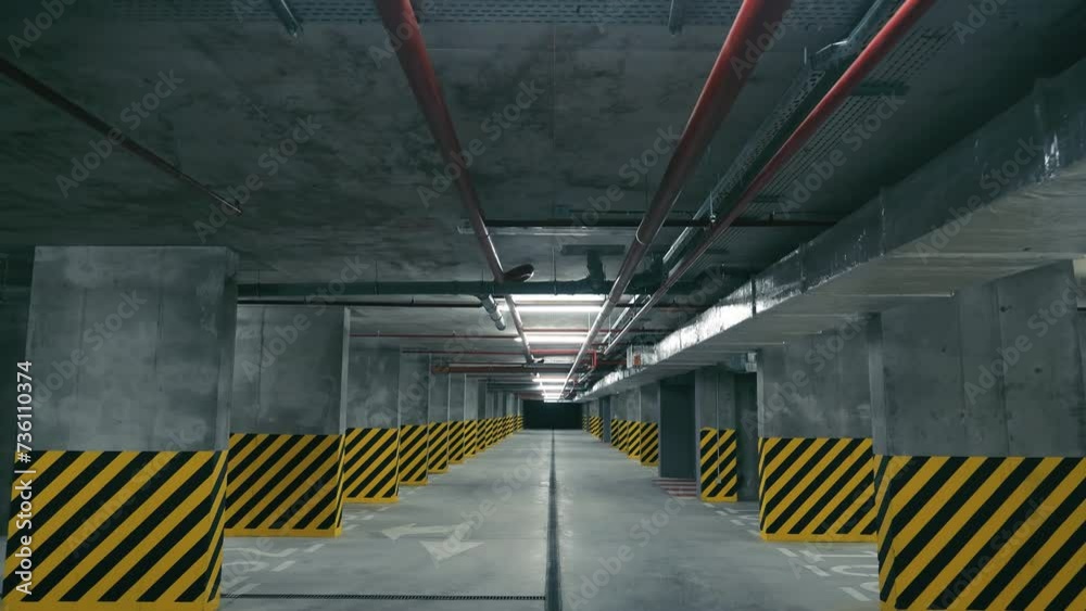 Industrial Interior with Piping and Safety Markings, Modern industrial ...