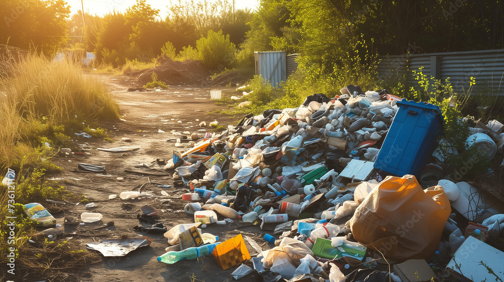 Illegal dumping of rubbish in natural environment. Fly tipping, bad ...