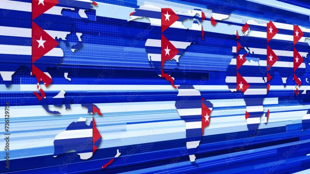 Cuba national flag motion news background animation Stock Video | Adobe ...