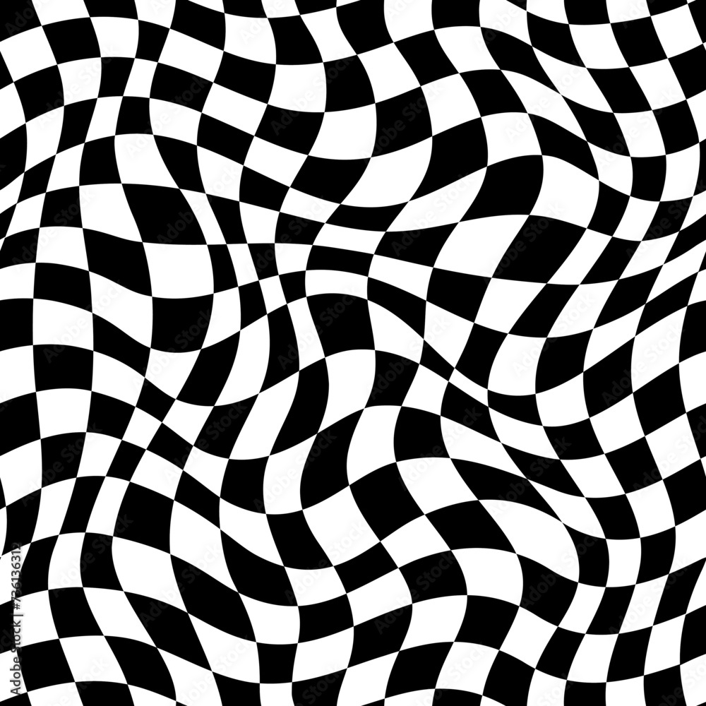 Vecteur Stock Wavy checker pattern or trippy checkerboard background ...