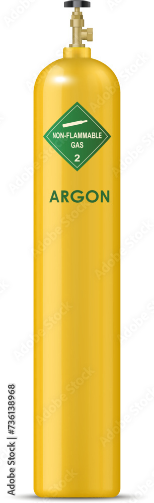 Realistic argon gas cylinder, compressed gas metal balloon. Isolated ...