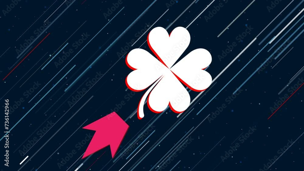Video Stock Four-leaf clover symbol flies through the universe on a jet ...