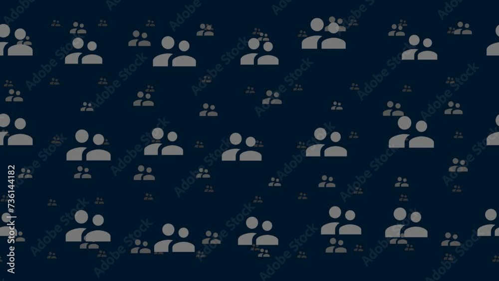 Group symbols float horizontally from left to right. Parallax fly ...