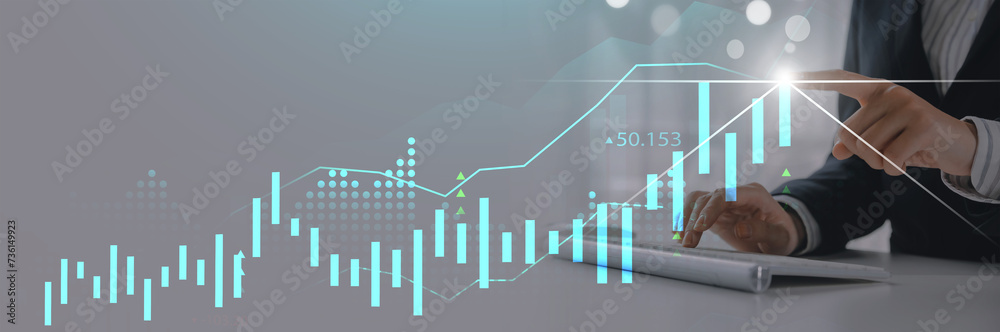 Rising Graph. Growth diagram. Business man showing the highest point in ...