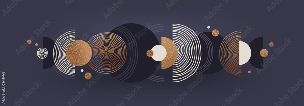 Abstract minimalistic background with circles and semicircle shape ...