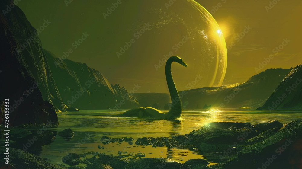 Nessie emerging from the methane lakes of Titan the moons of Saturn ...