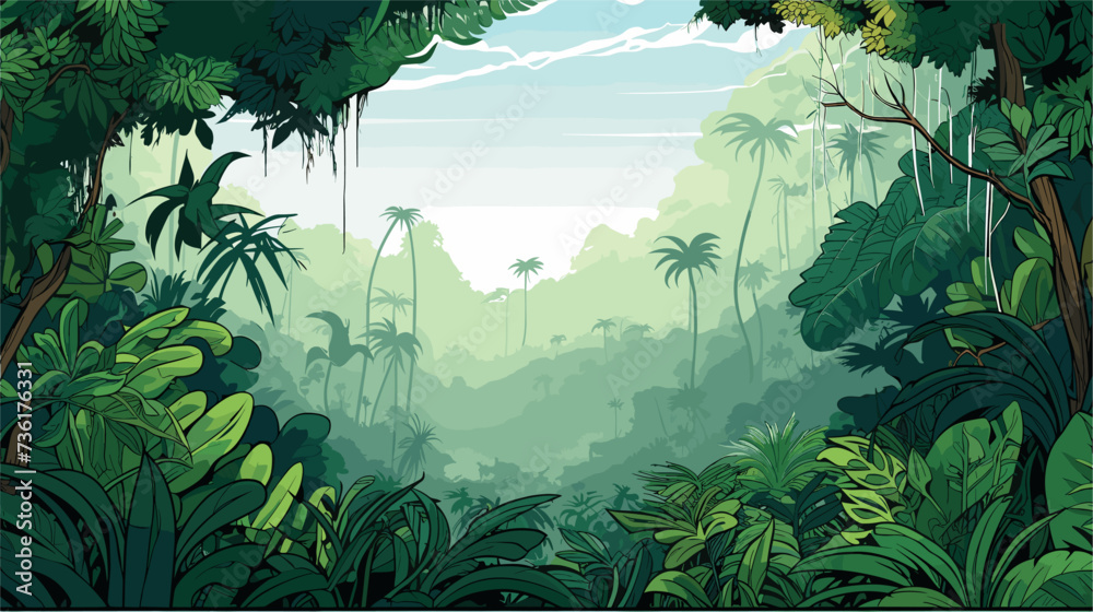 Rainforest canopy with lush vegetation illustrating the vibrant ...