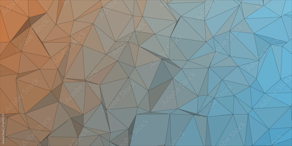 Abstract 3D Low Poly Design triangle shapes Modern Teal & Orange ...