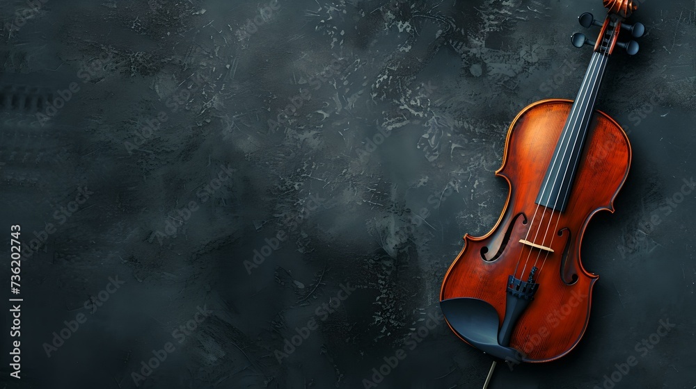 Elegant violin on a dark, textured background evoking emotions and ...