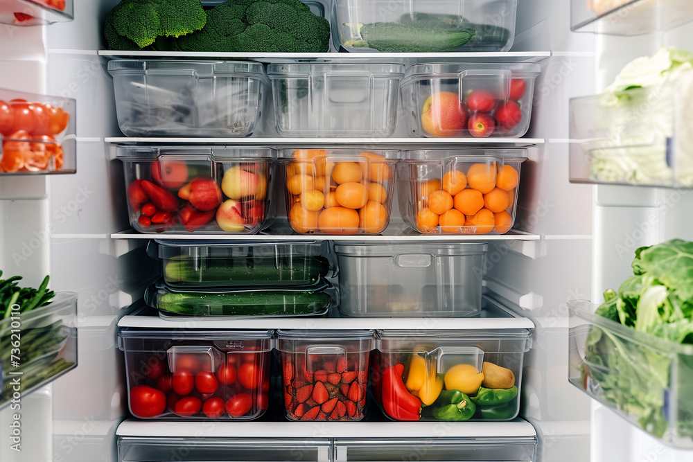 Foto de Glass boxes and cans with fresh food refrigerator storage ...