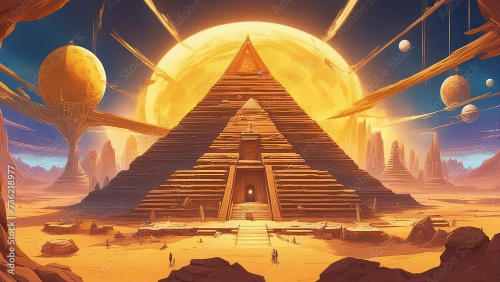 pyramid in the desert _A ancient space port with a pyramid shaped ...