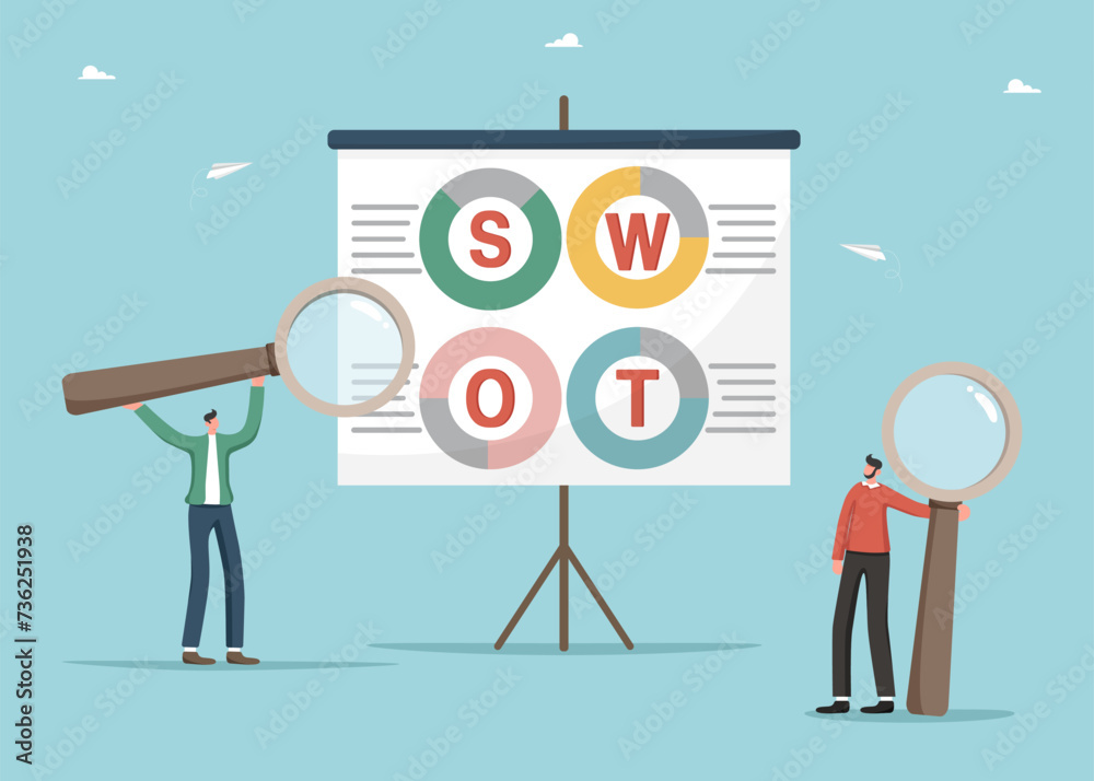Vecteur Stock SWOT analysis, brainstorming to set goals, SWOT analysis ...