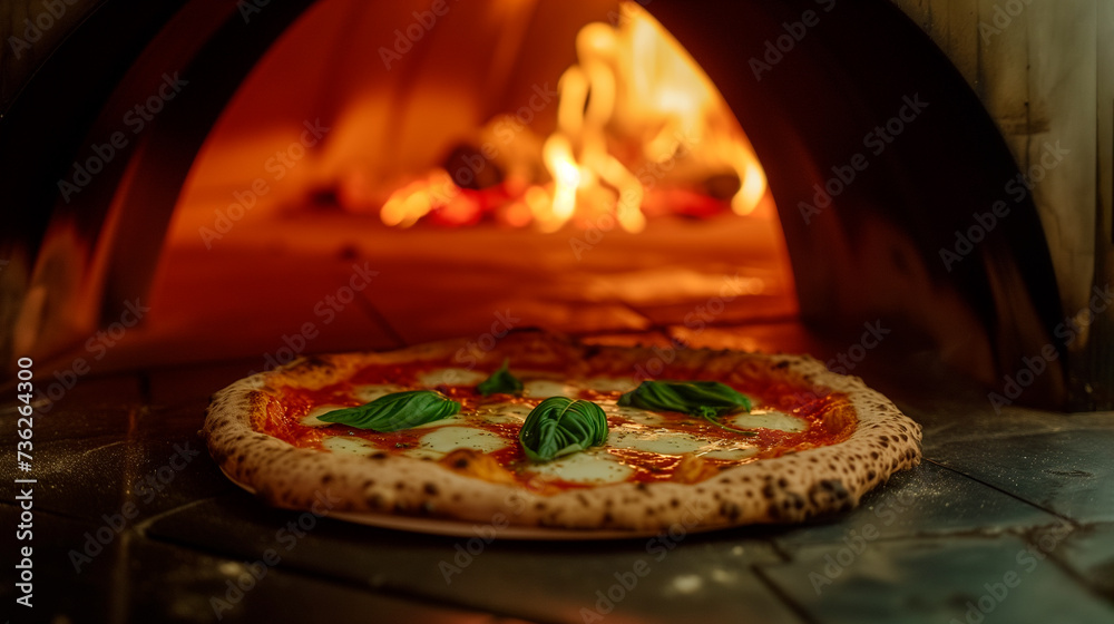 Pizza Napoletana, traditional and authentic Italian pizza baked in wood fired oven. Margherita ...