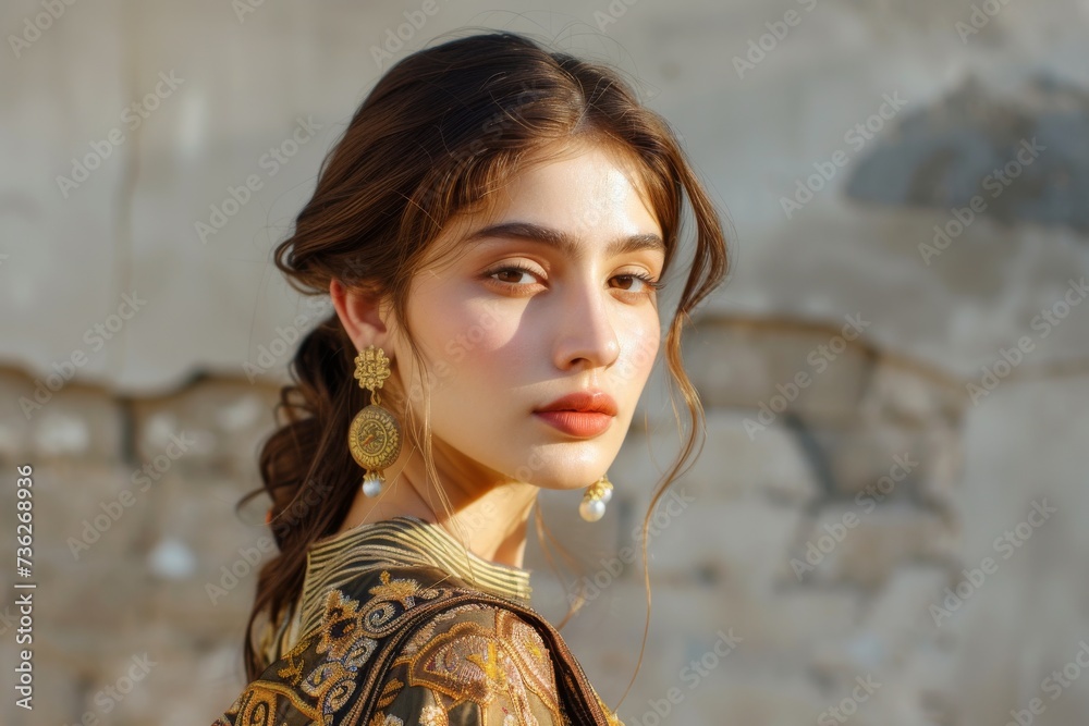 A Pakistani model dons cultural attire Shalwar kameez Stock Photo ...