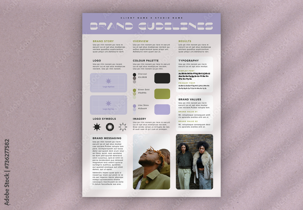 Brand Guidelines Poster with Purple and Green Accents Stock Template ...